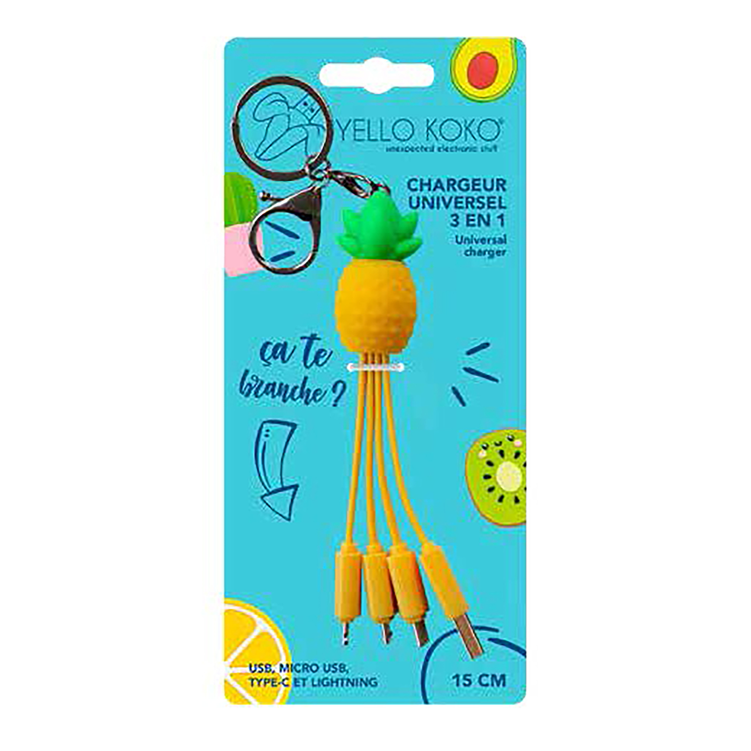Yello Koko cable carga 3 in 1 Pineapple - Fresma Logistic