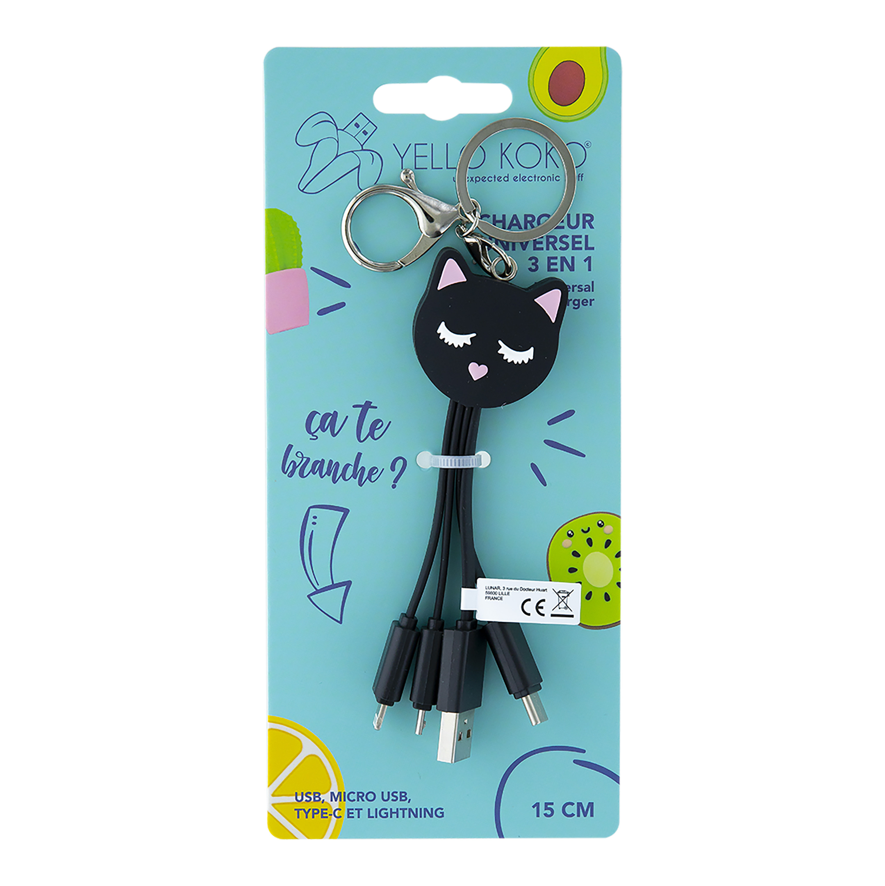 Yello Koko cable carga 3 in 1 Cat - Fresma Logistic
